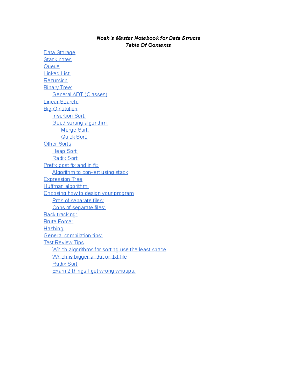Lecture Notes Data Structures And Algorithms Noahs Master Notebook For