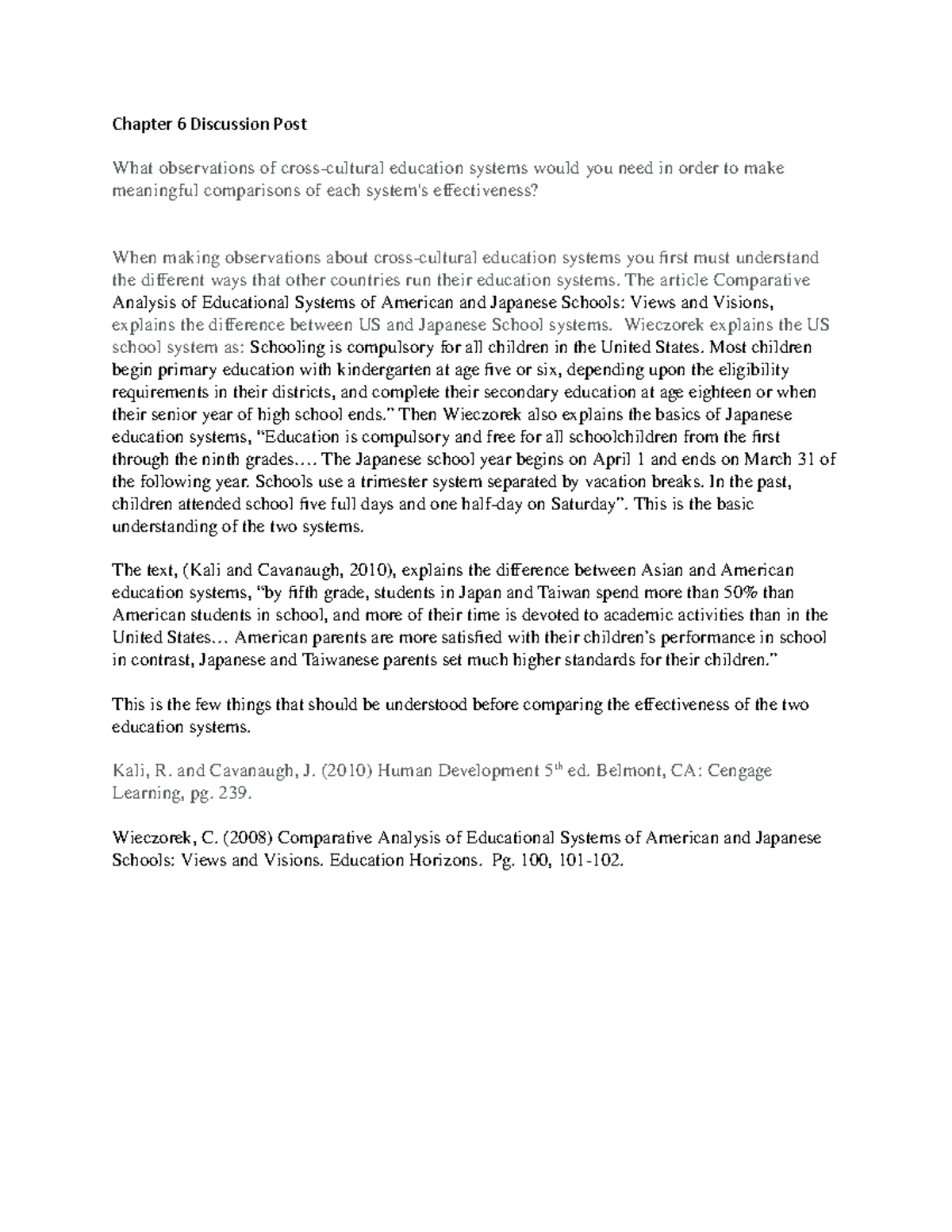 Chapter 6 Discussion Post - Chapter 6 Discussion Post What observations ...