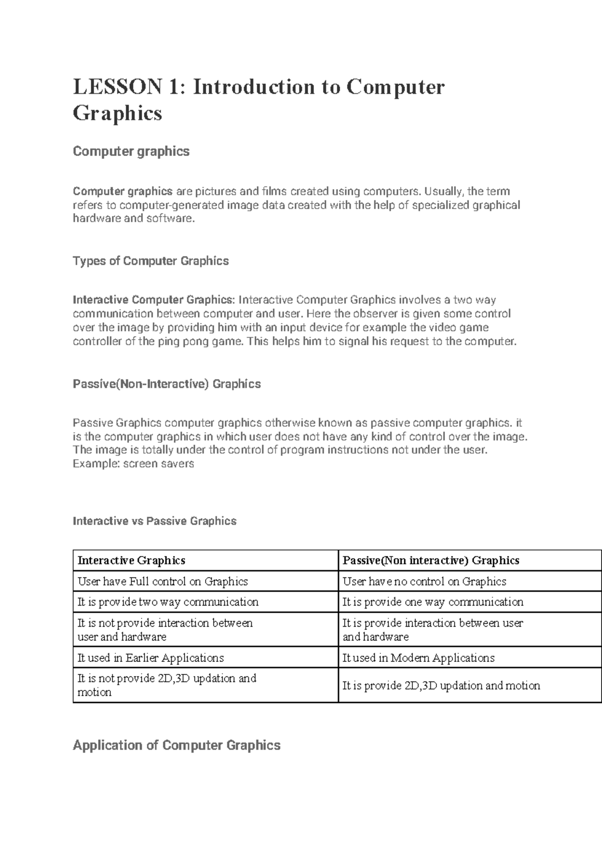 Computer Graphics 5TH Semester - LESSON 1: Introduction to Computer ...