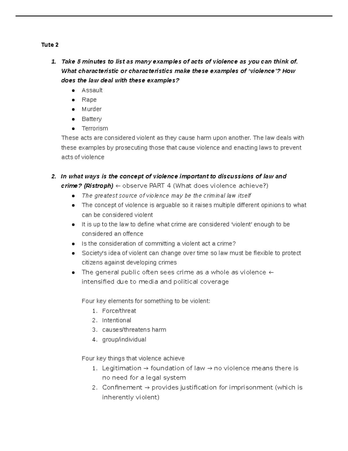 Tute 2 - Tute 2 - Take 5 minutes to list as many examples of acts of ...