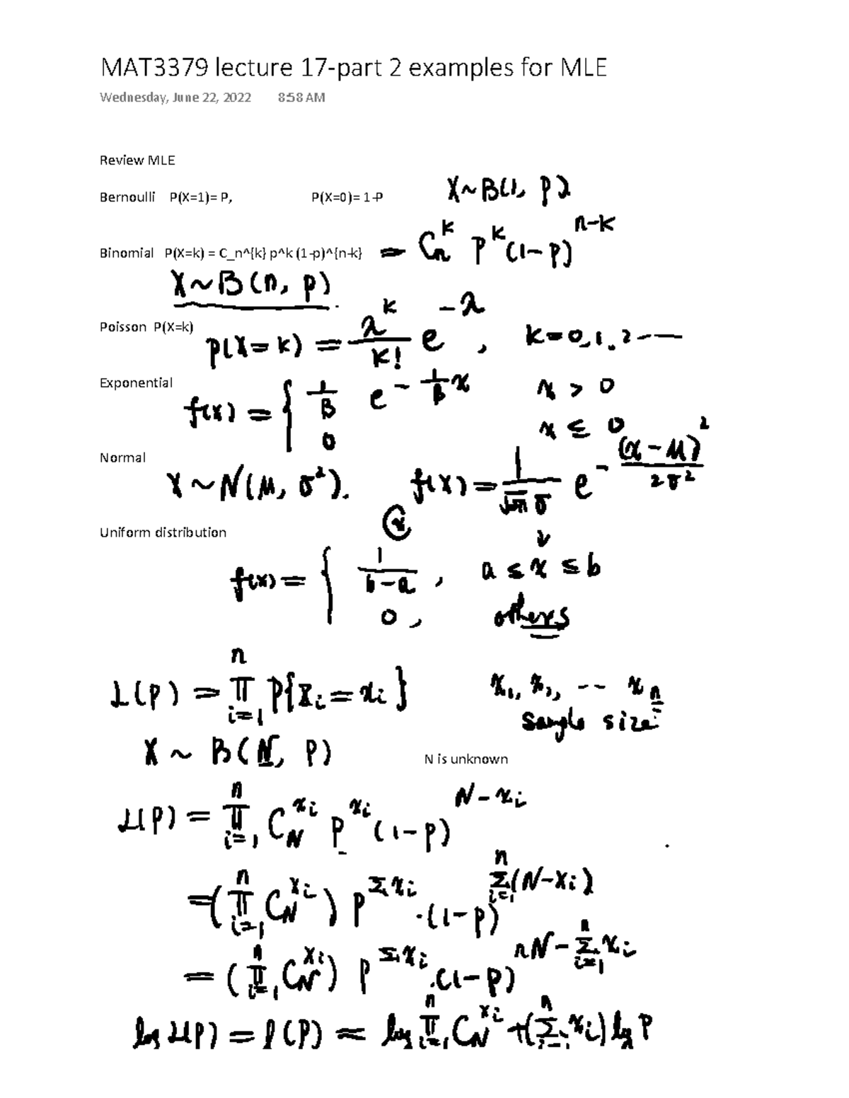 Lecture 17-2 related video - MAT3379 - Studocu