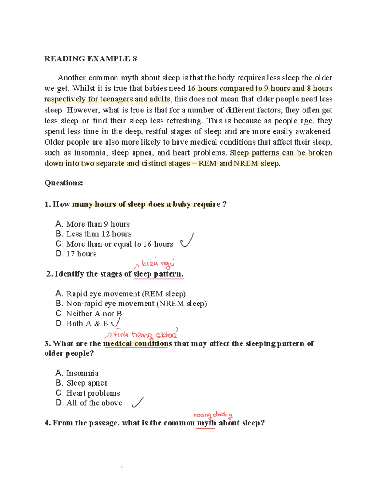 Reading Example 8 - Multiple Choice - READING EXAMPLE 8 Another common ...