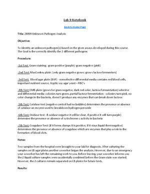 BIOD171 Microbiology Lab Notebook - Portage Learning BIO 171 ...