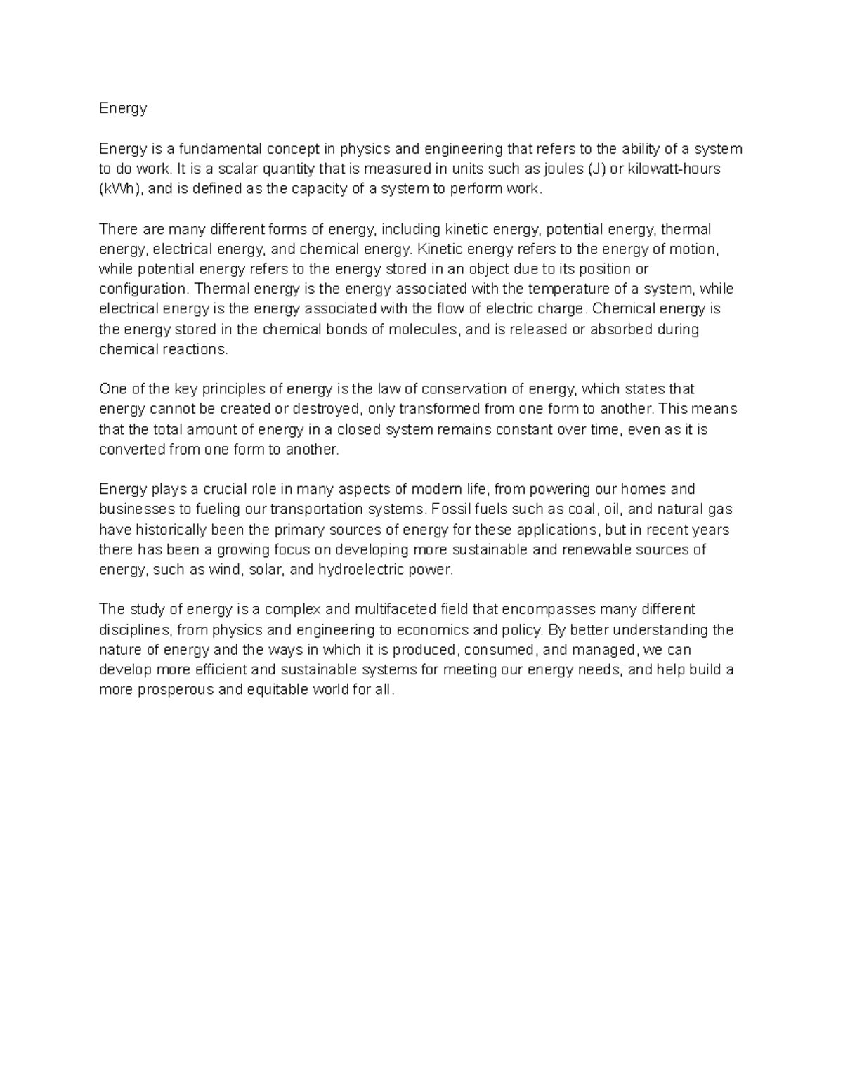 Energy - Energy Energy is a fundamental concept in physics and ...