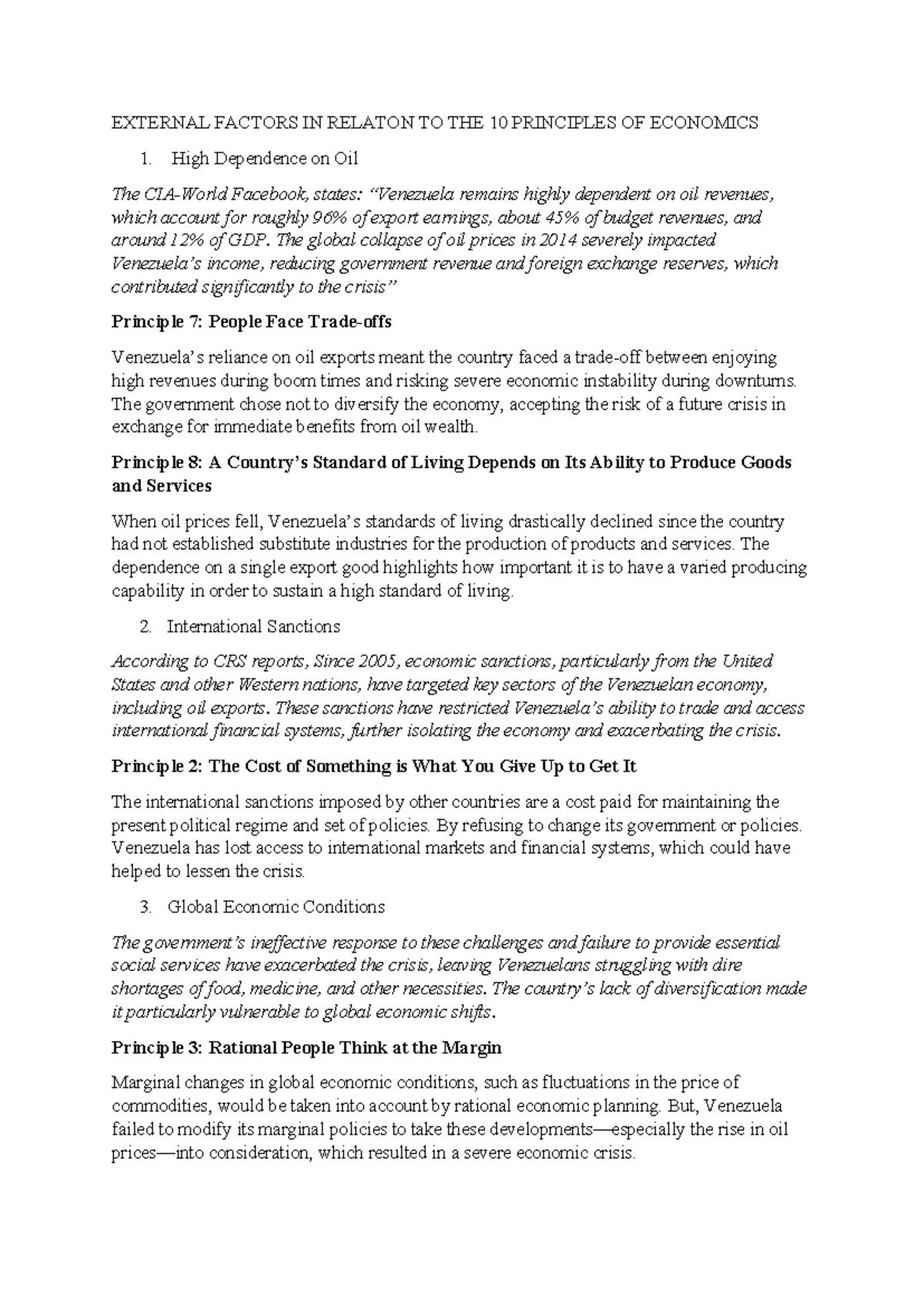 Ecodev - economics notes - EXTERNAL FACTORS IN RELATON TO THE 10 ...