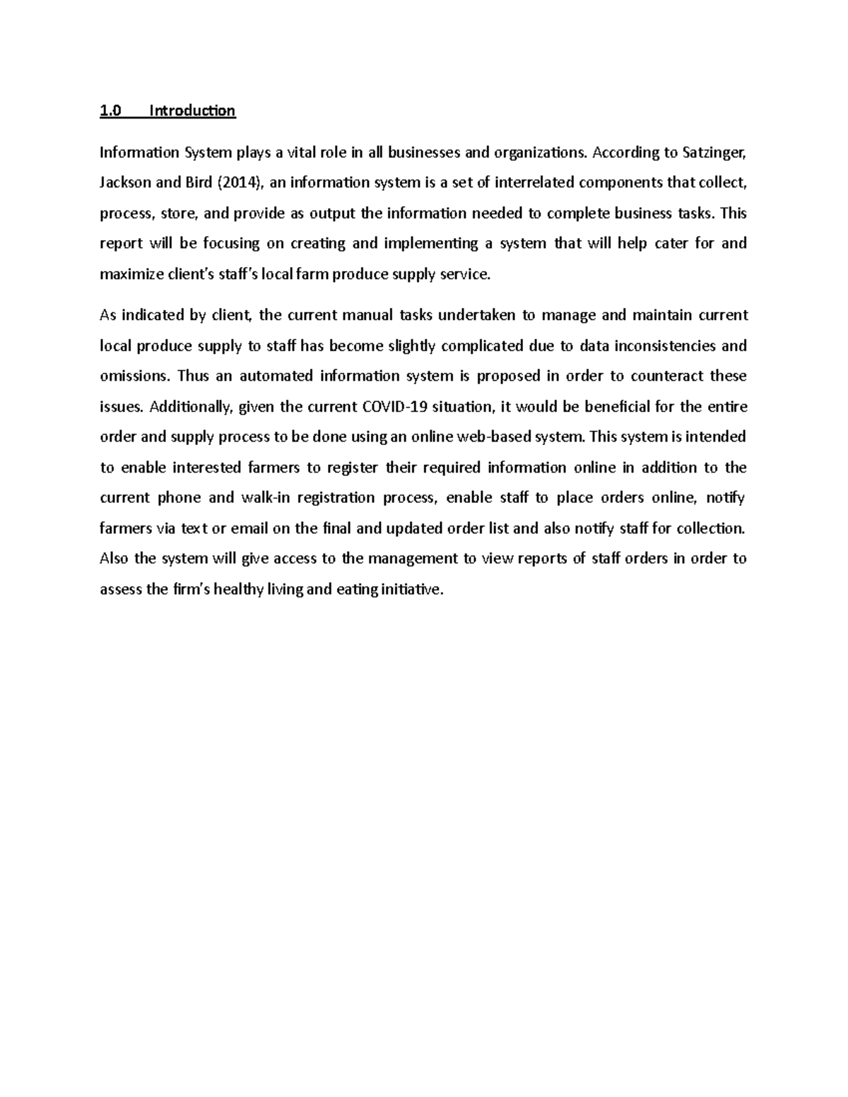 IS226 Assignment 1 - 1 Introduction Information System plays a vital ...
