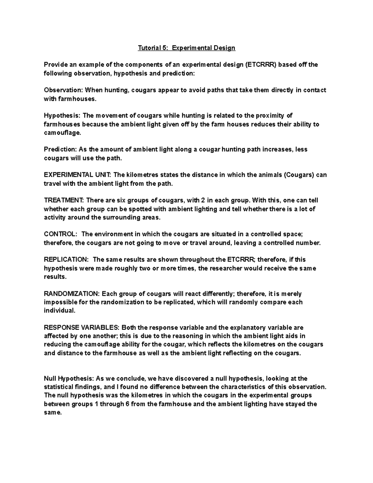 Tutorial 5 Experimental Design - BIOL 2060 - Tutorial 5: Experimental ...