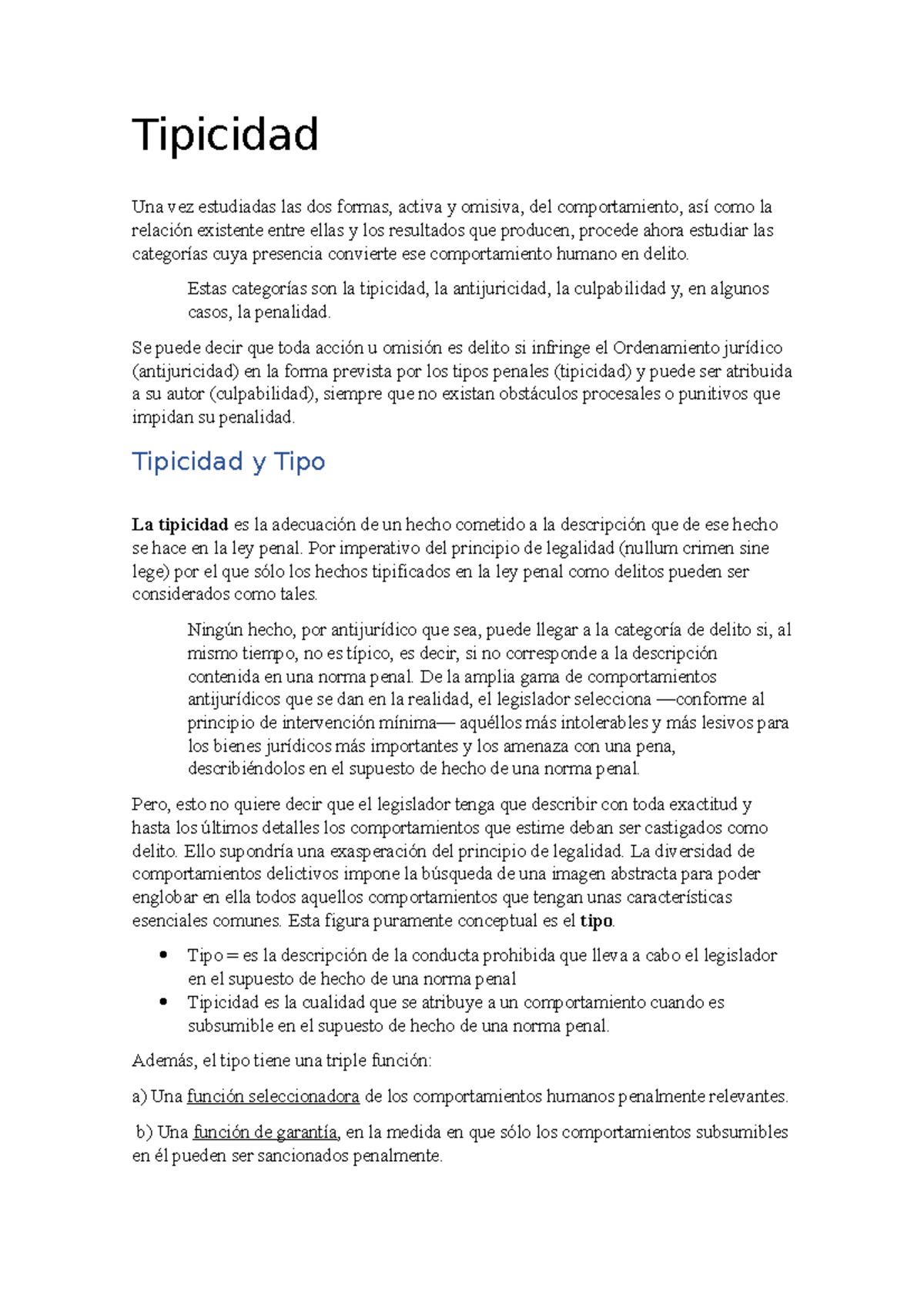 Resumen Tipicidad Tipicidad Una Vez Estudiadas Las Dos Formas Activa