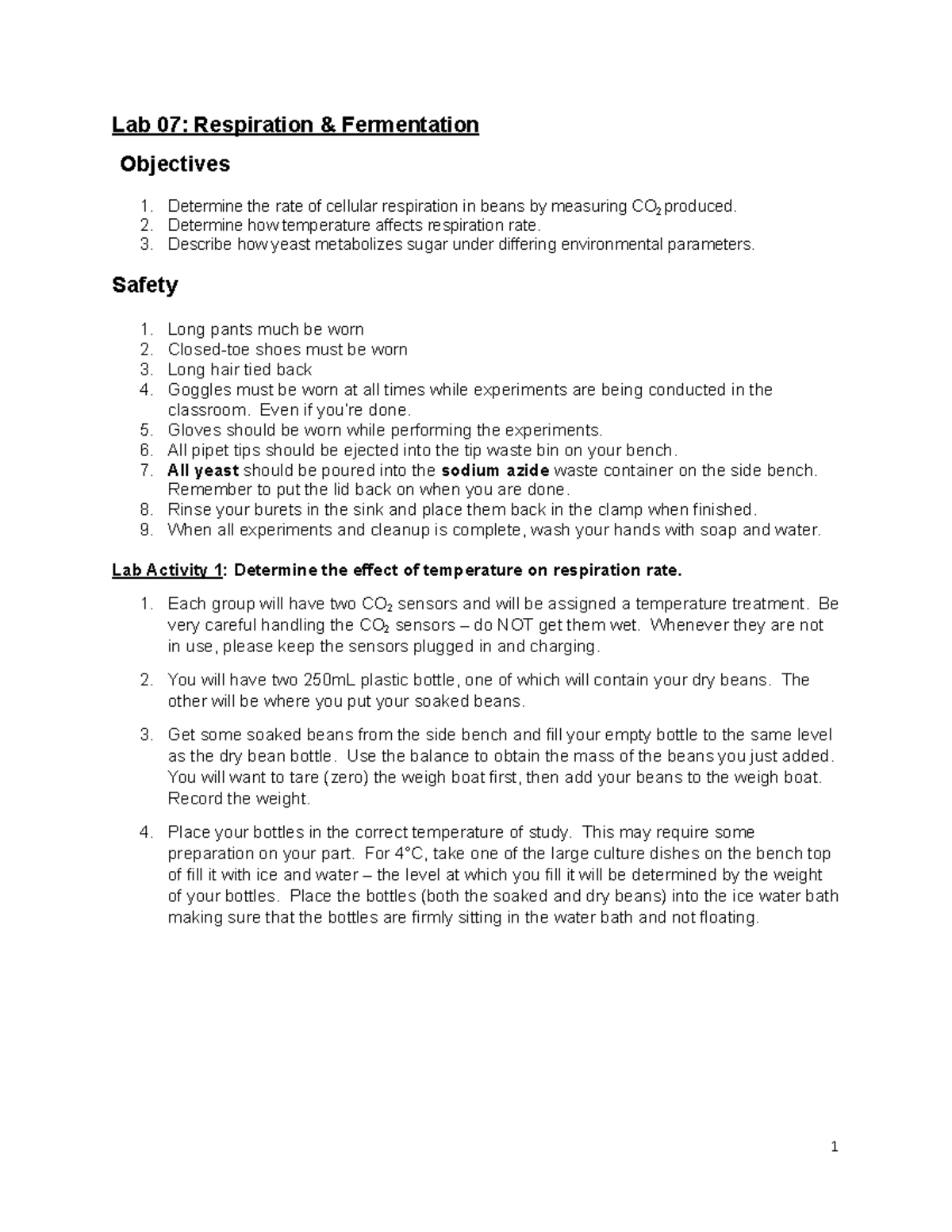 Respiration Fermentation Lab Protocoland Datasheet v8 - Lab 07 ...