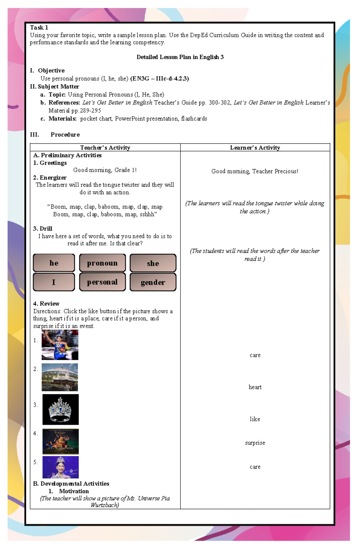 FS Teaching Internship - Task 1 Using your favorite topic, write a ...