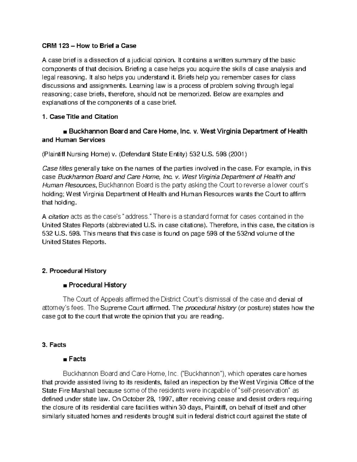 CRM123 Case Brief Instructions - CRM 123 – How to Brief a Case A case ...