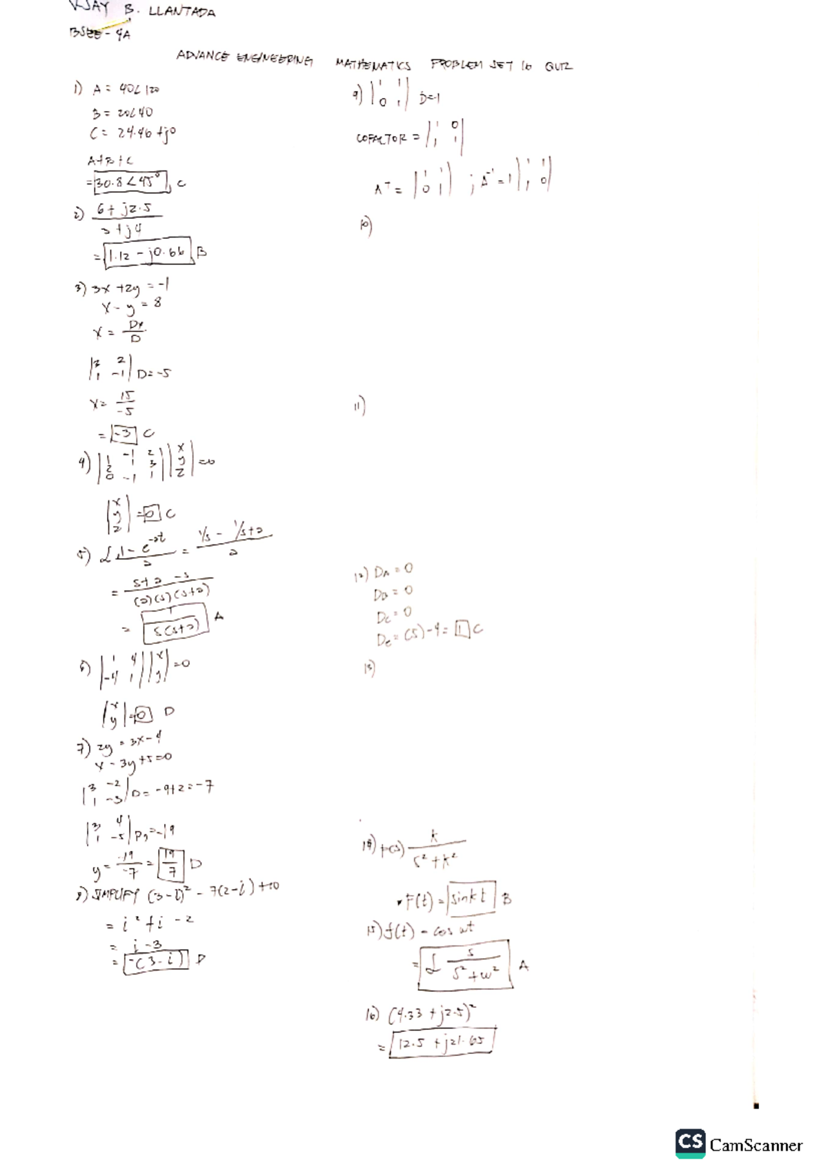 Advance math ps 16 quiz - Problem set - Mechanical Engineering - Studocu