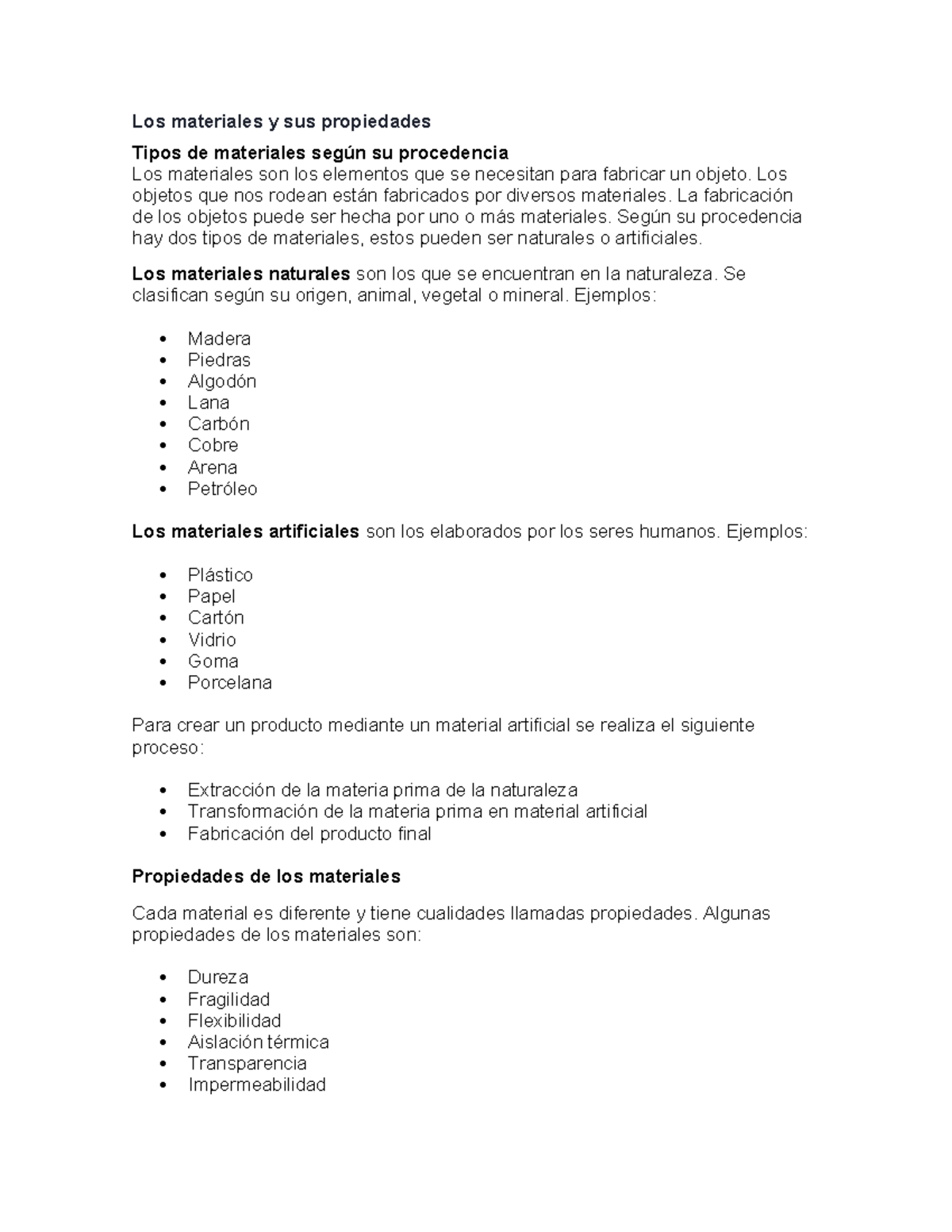 Los materiales y sus propiedades - Los objetos que nos rodean están ...