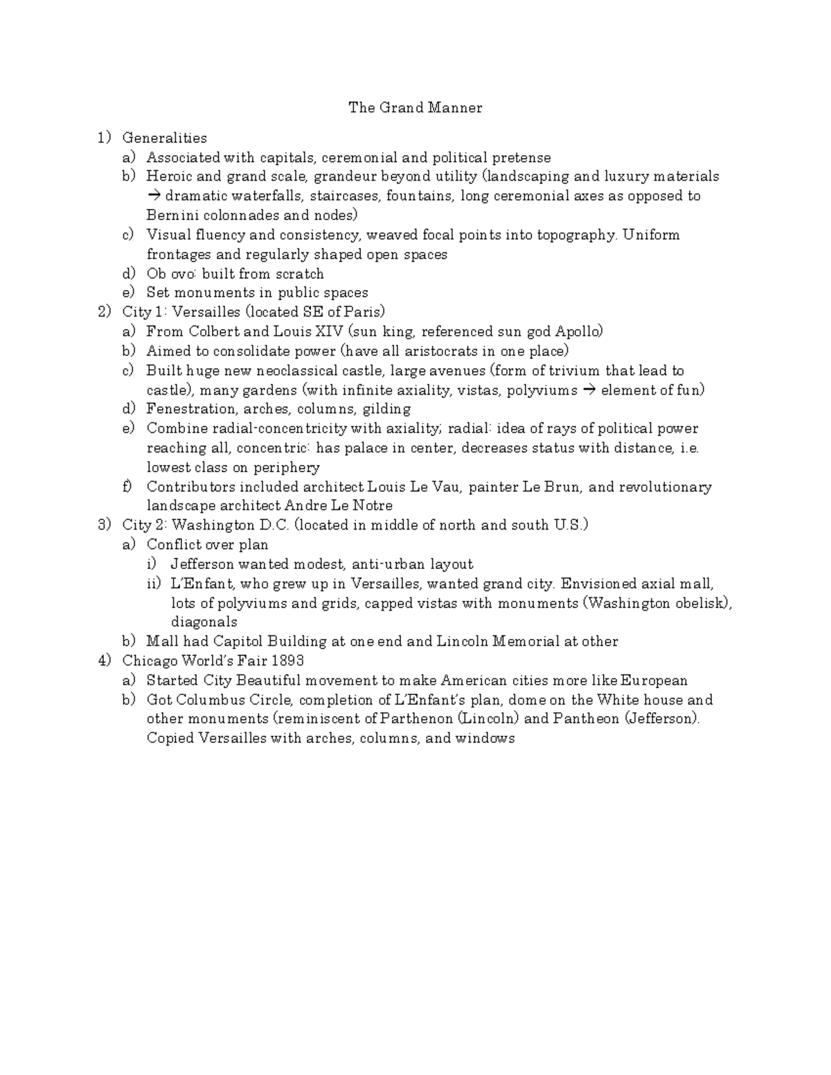 Grand Manner notes - The Grand Manner Generalities a) Associated with ...
