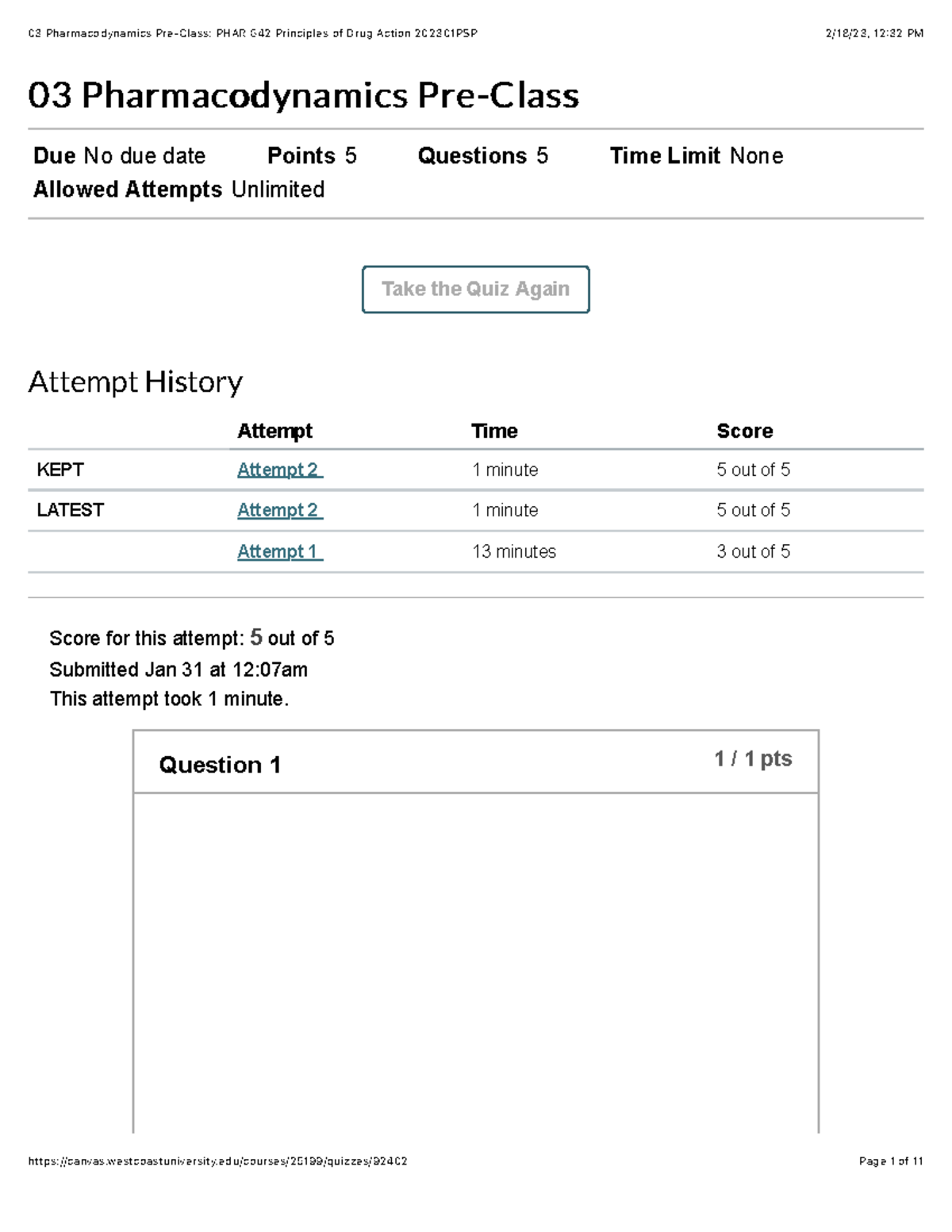 03 Pharmacodynamics Pre Class quiz - 03 Pharmacodynamics Pre-Class03 Pharmacodynamics Pre-Class ...