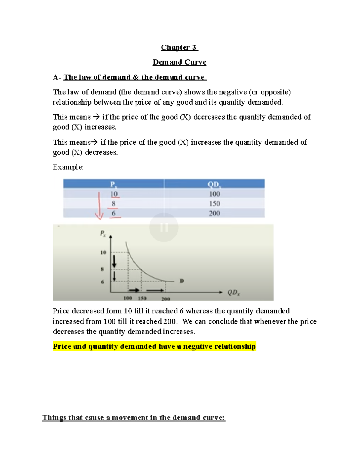 Demand Curve - Chapter 3 Demand Curve A- The law of demand & the demand ...