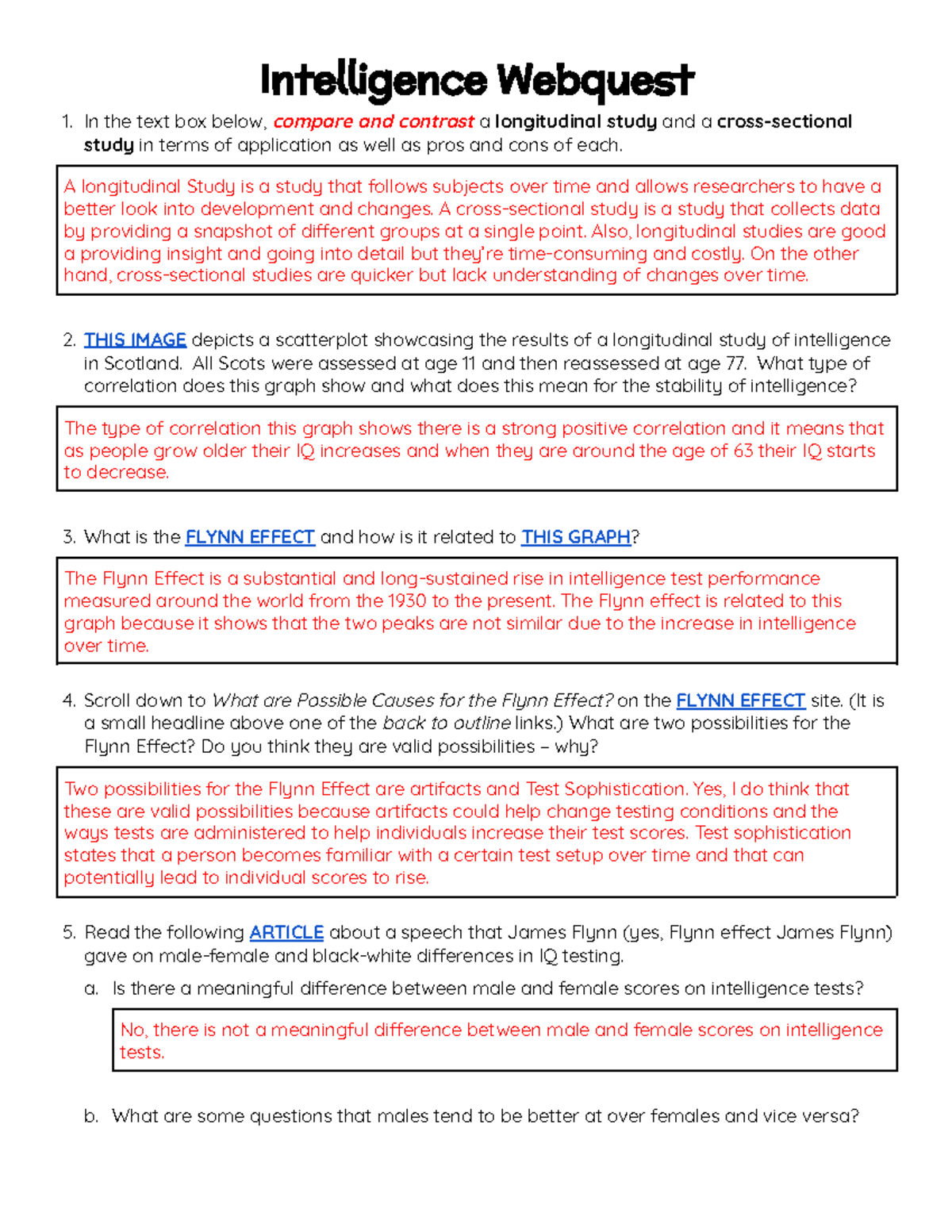 Intelligence Webquest - A longitudinal Study is a study that follows ...