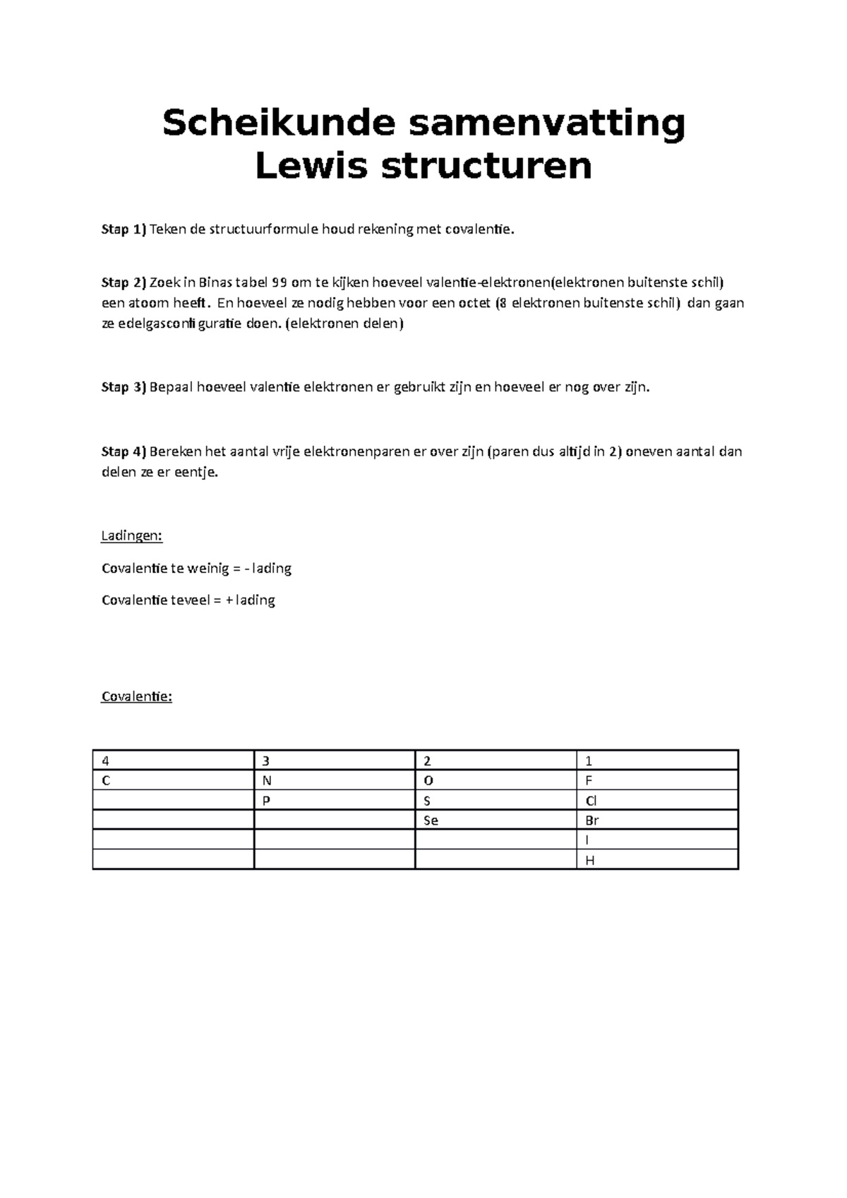 Scheikunde samenvatting Lewis structuren - Scheikunde samenvatting ...