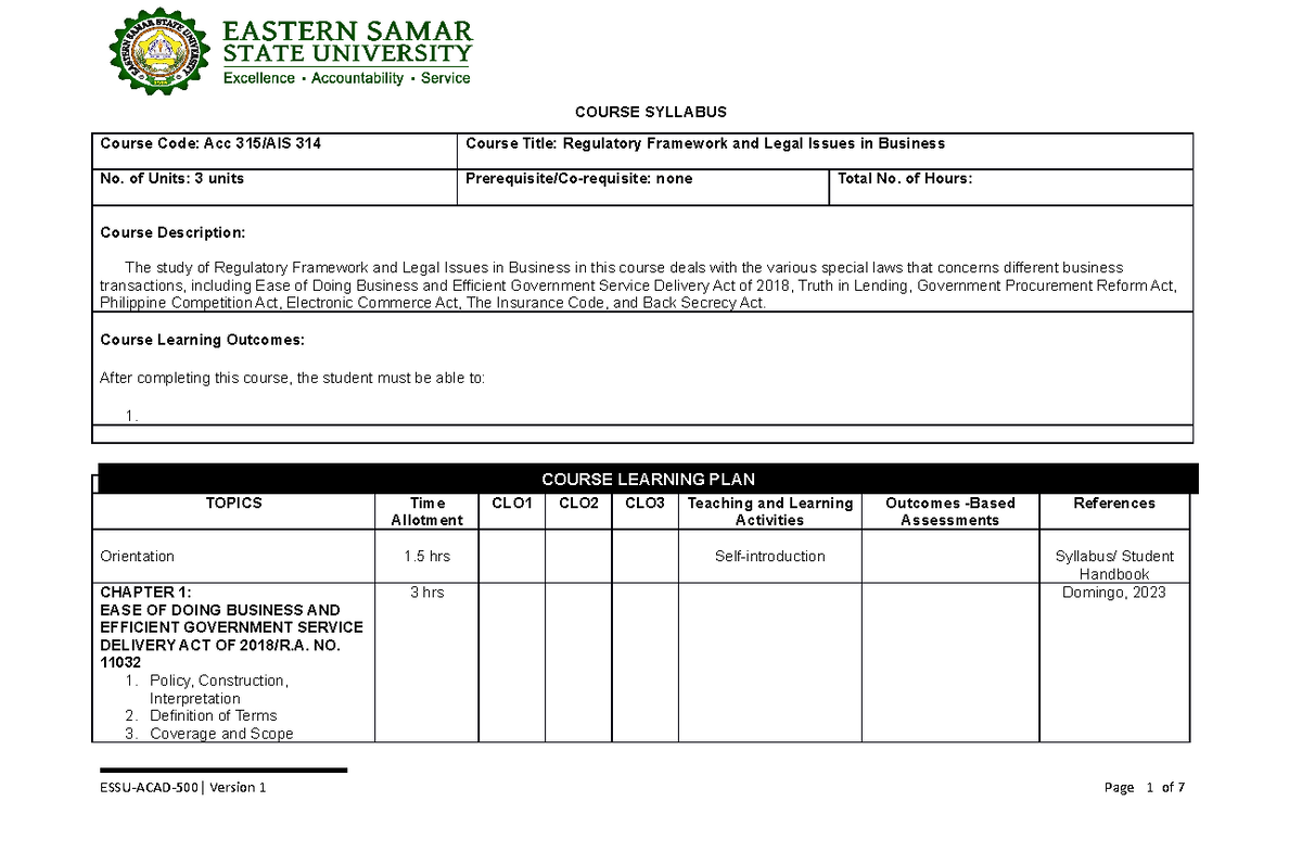 Course- Syllabus-RFBT - COURSE SYLLABUS Course Code: Acc 315/AIS 314 ...