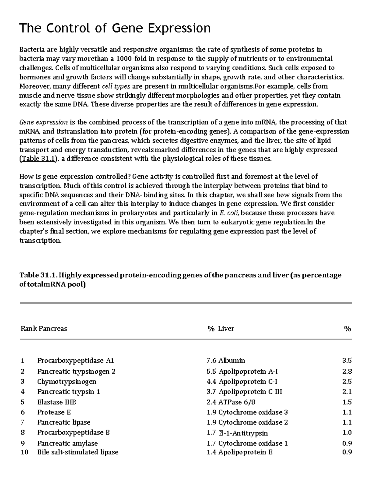 The Control of Gene Expression - The Control of Gene Expression ...