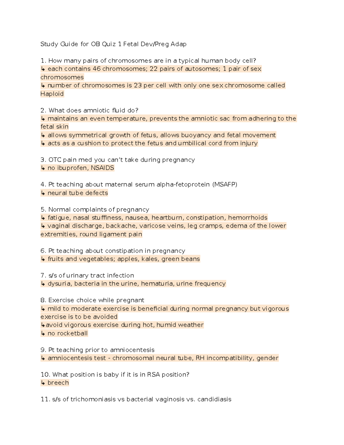 Study Guide for OB Quiz 1 Fetal Dev Preg Adap - candidiasis ↳ Where ...