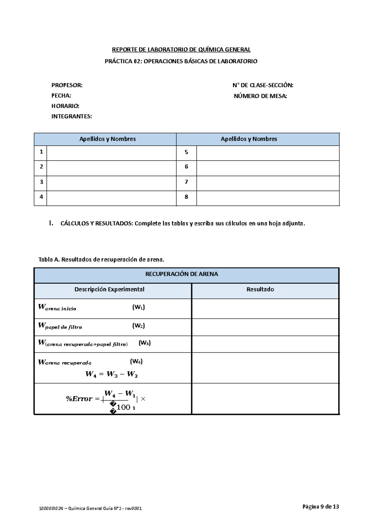 100000 L02Q -GUIA N°2- Labquimi 01- Operaciones BAS.DE LAB - 𝐀 𝐀 REPORTE DE LABORATORIO DE ...