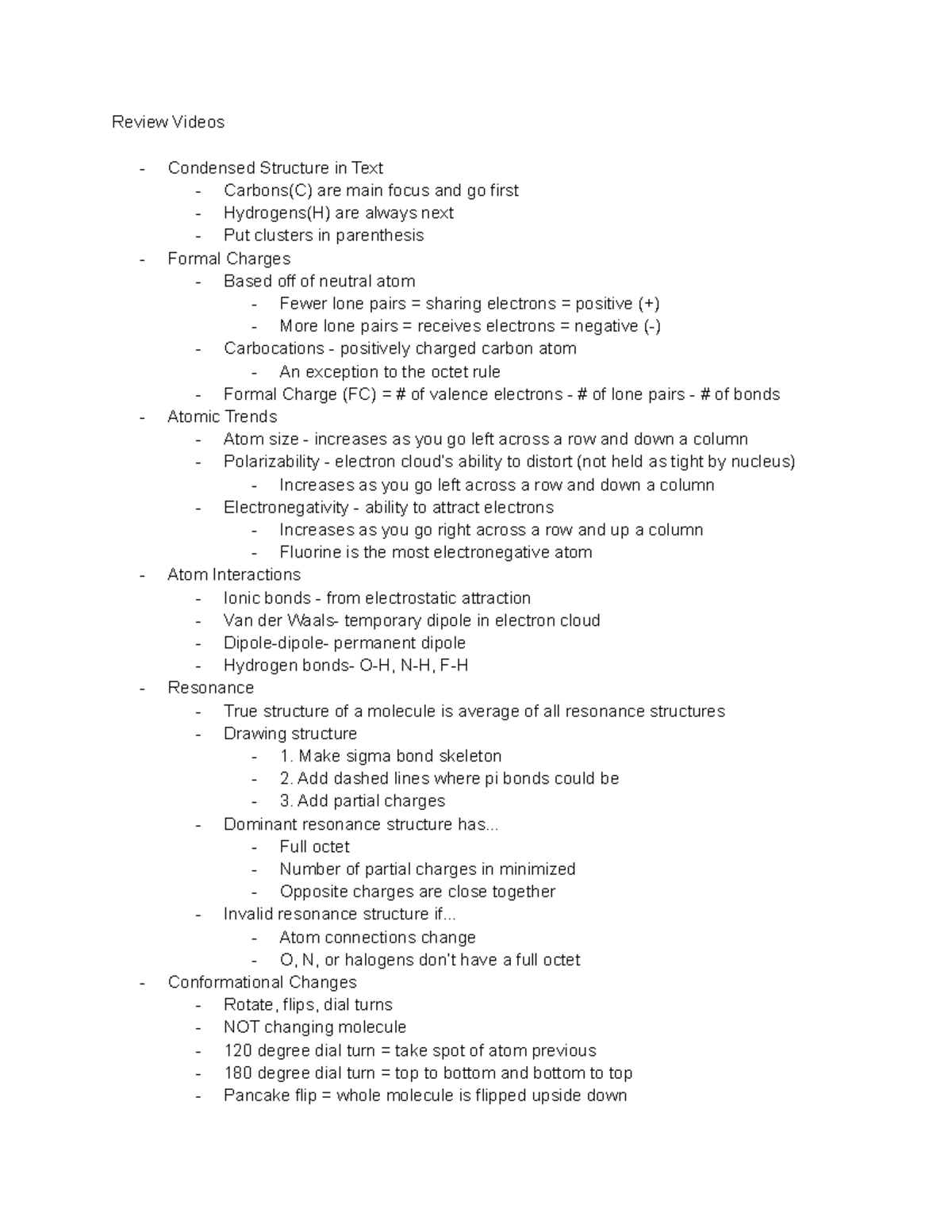 Chem 232 Review Videos Notes Review Videos Condensed Structure In Text Carbons C Are Main