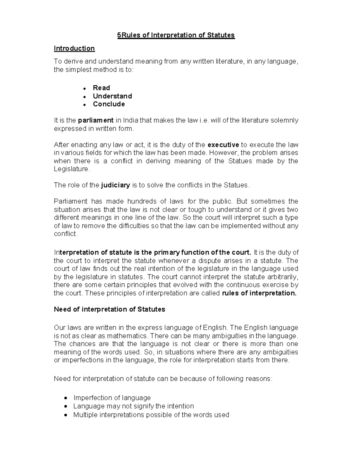 Rule of interpretation of statues - Pankaj Goyal roll no 56 ...
