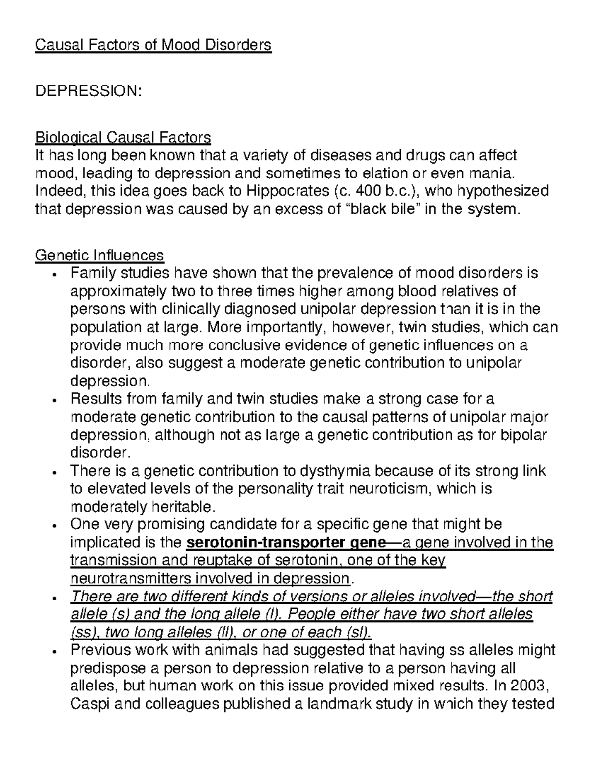 Causal Factors of Mood Disorders - Causal Factors of Mood Disorders ...