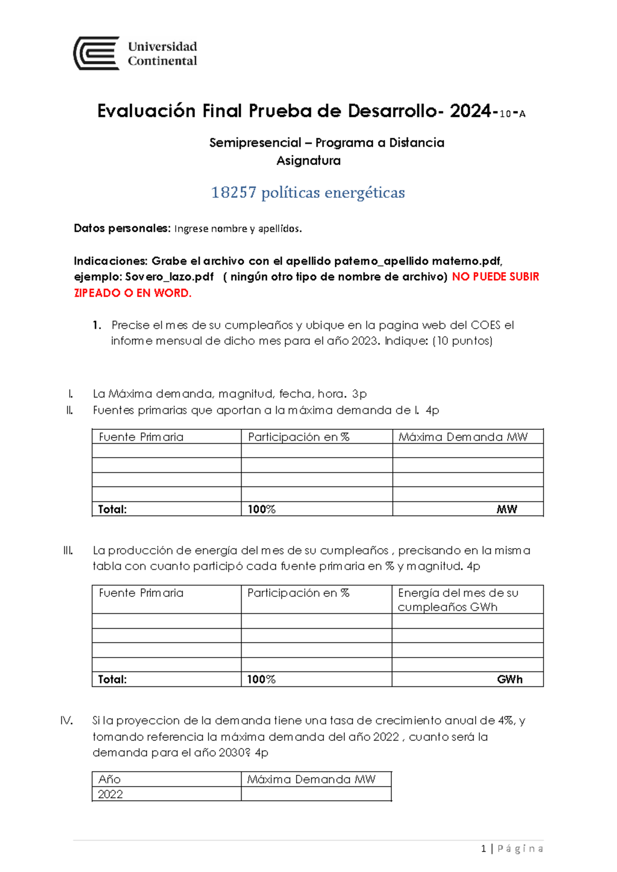 Examen Final Prueba desarrollo - Evaluación Final Prueba de Desarrollo- 2024- 10 - A ...
