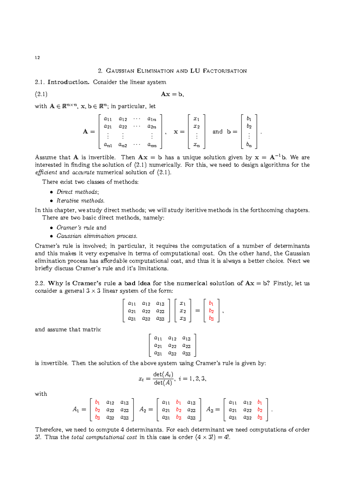 2(Gaussian Elimination+LUFactorisation) - Gaussian Elimination andLUFa c t o r i s at i o n ...