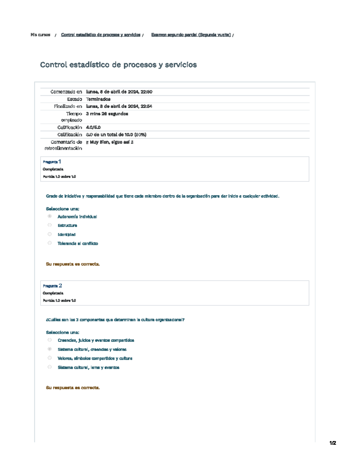 Control estadístico de procesos y servicios - Studocu