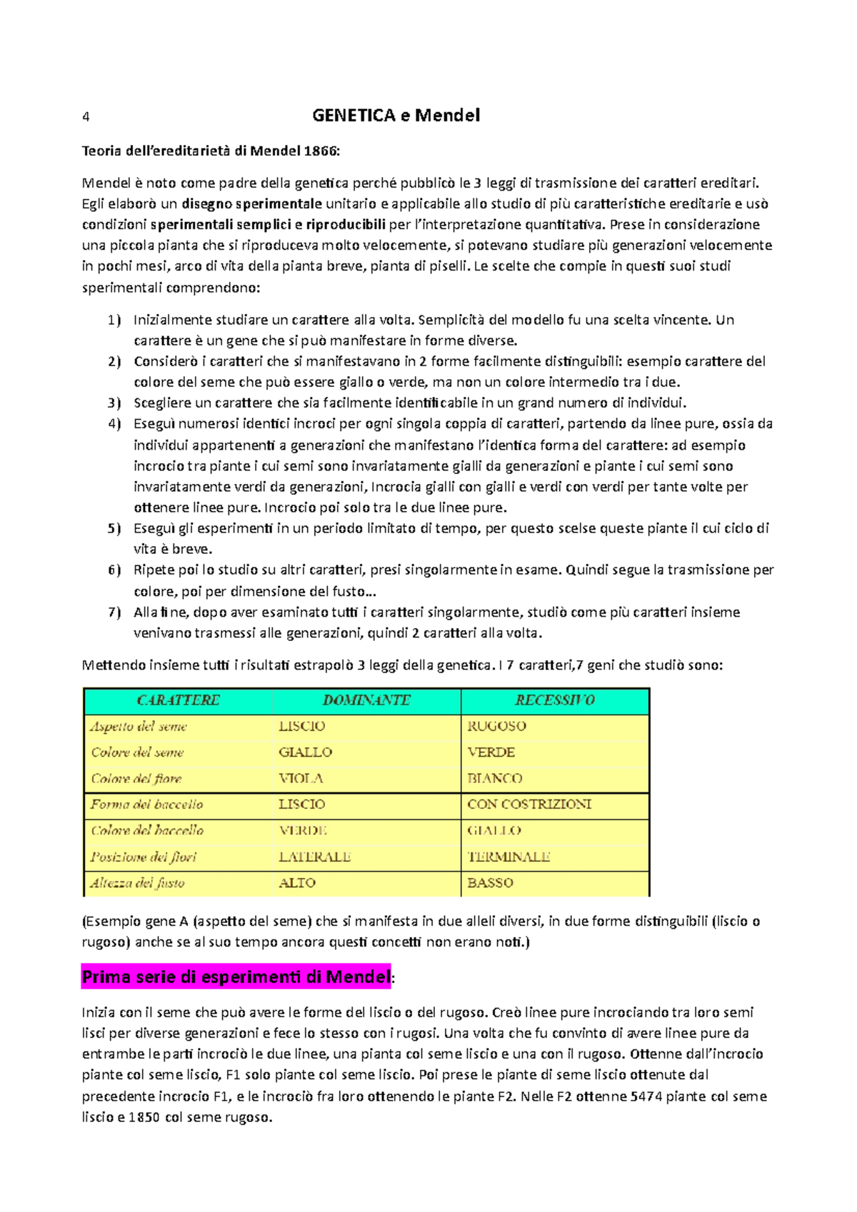 4 Genetica e Mendel - 4 GENETICA e Mendel Teoria dell’ereditarietà di ...