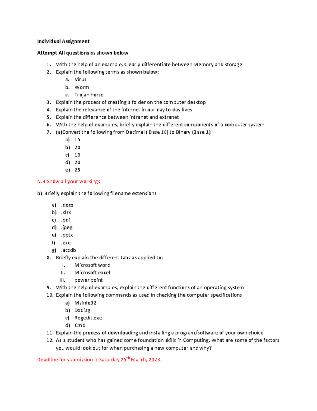 ICT Foundation Individual Assignment - Individual Assignment Attempt ...
