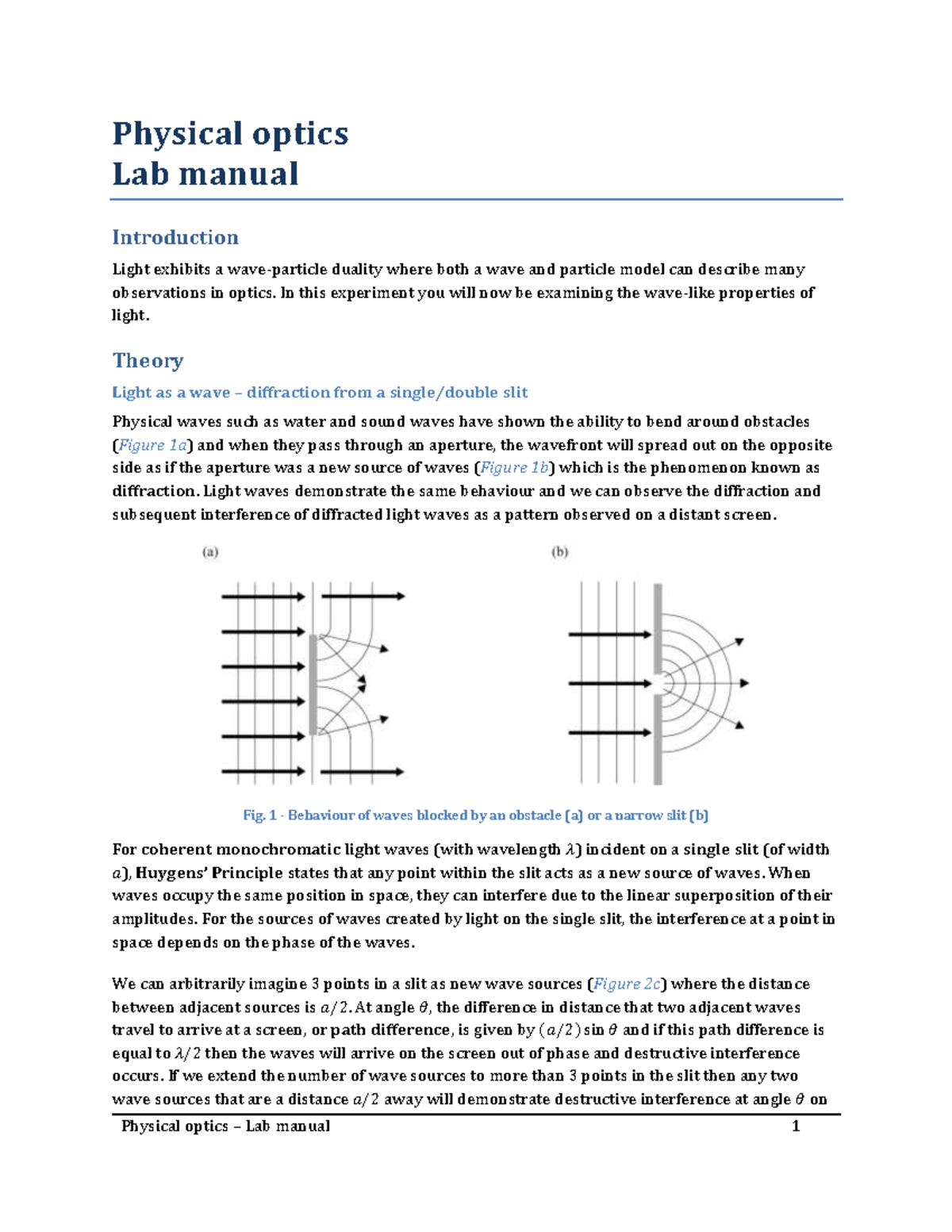 Physical optics - Manual - Physical optics Lab manual Introduction ...