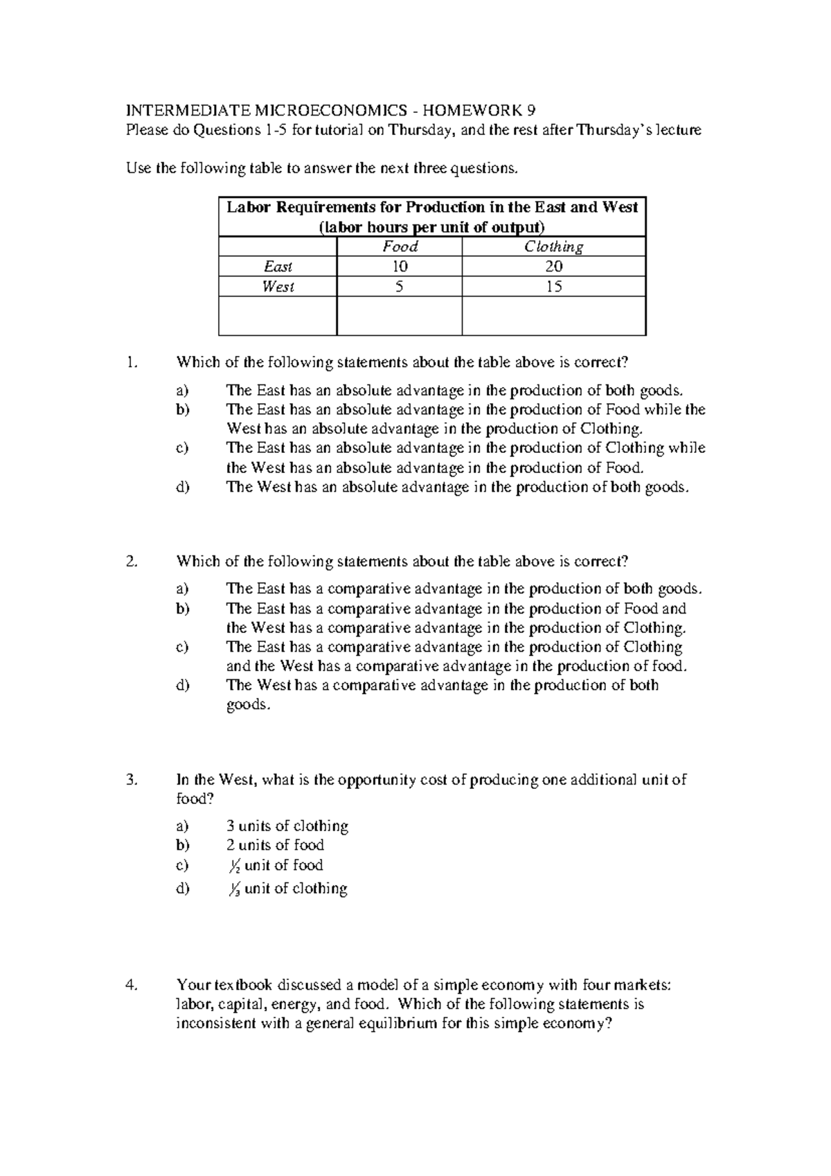 Homework 09 1516 - exercise sheet - INTERMEDIATE MICROECONOMICS ...