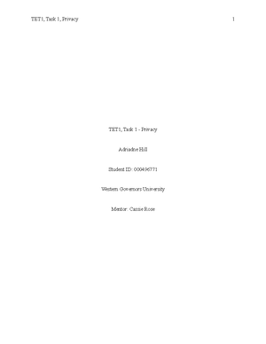 Ethics Task 1 WGU Issues in Technology Integration – TET1 - Performance ...