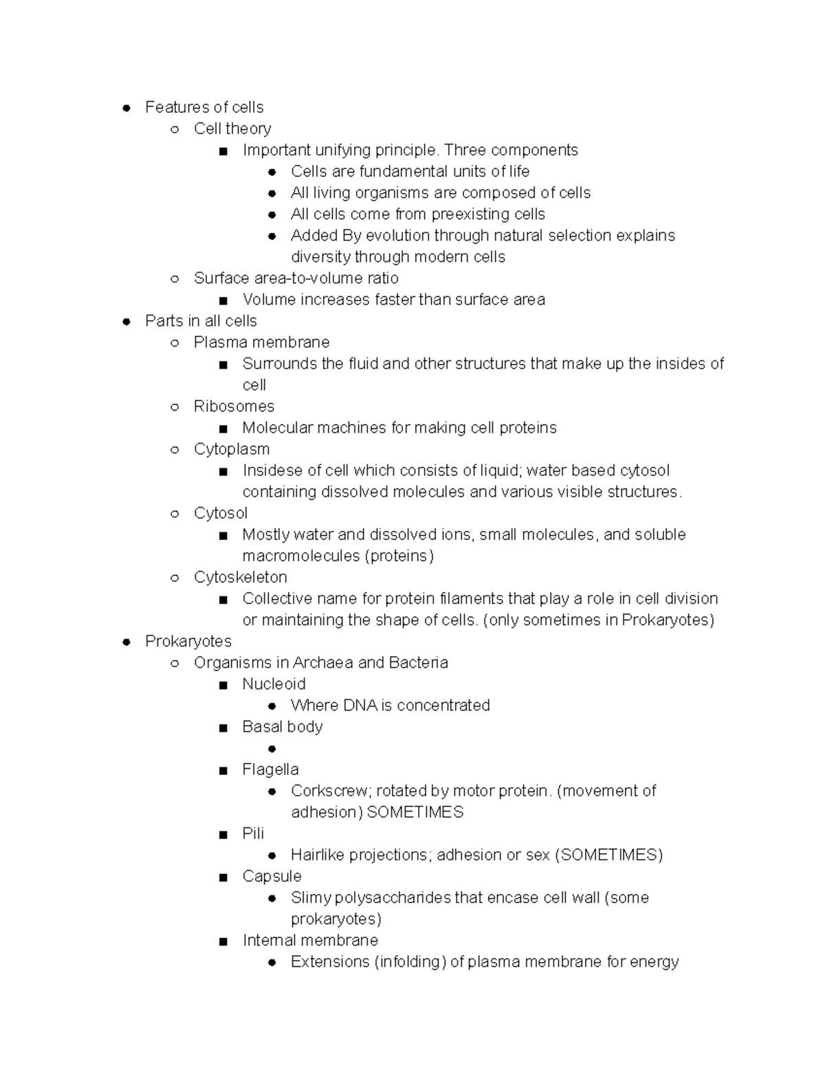 Copy of Chapter 5 FOB: Features of Cells - Features of cells Cell ...