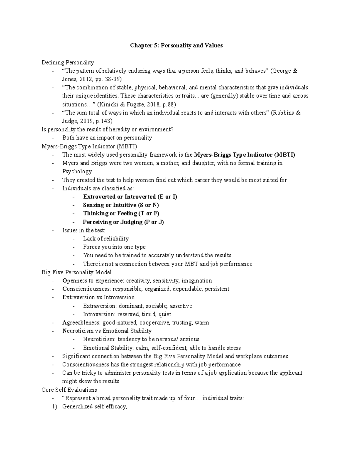 Chapter 5 Personality and Values - Chapter 5: Personality and Values ...