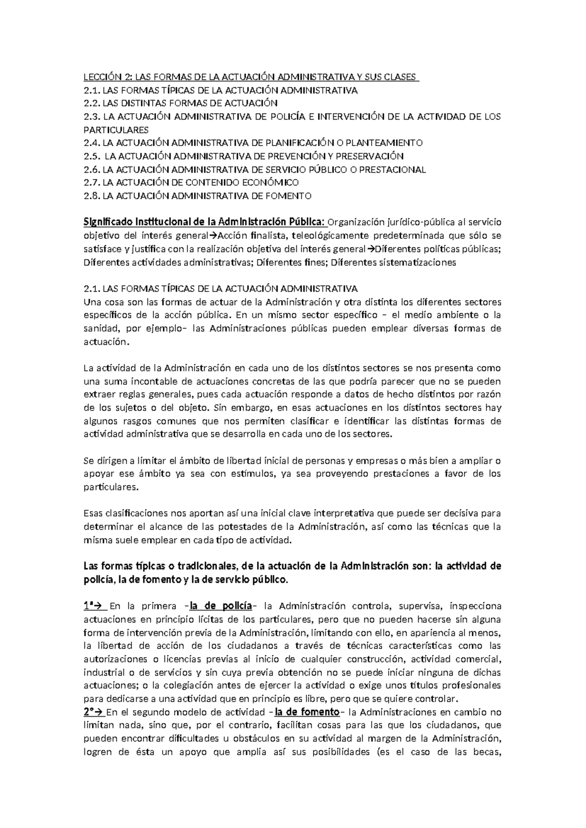 Lección 2 definitiva admin - LECCIÓN 2: LAS FORMAS DE LA ACTUACIÓN ADMINISTRATIVA Y SUS CLASES 2 ...