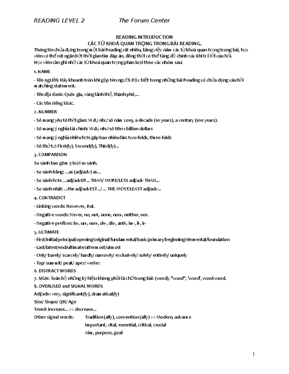 Reading Level 2 Update - .... - READING INTRODUCTION CÁC T Ừ KHOÁ QUAN ...