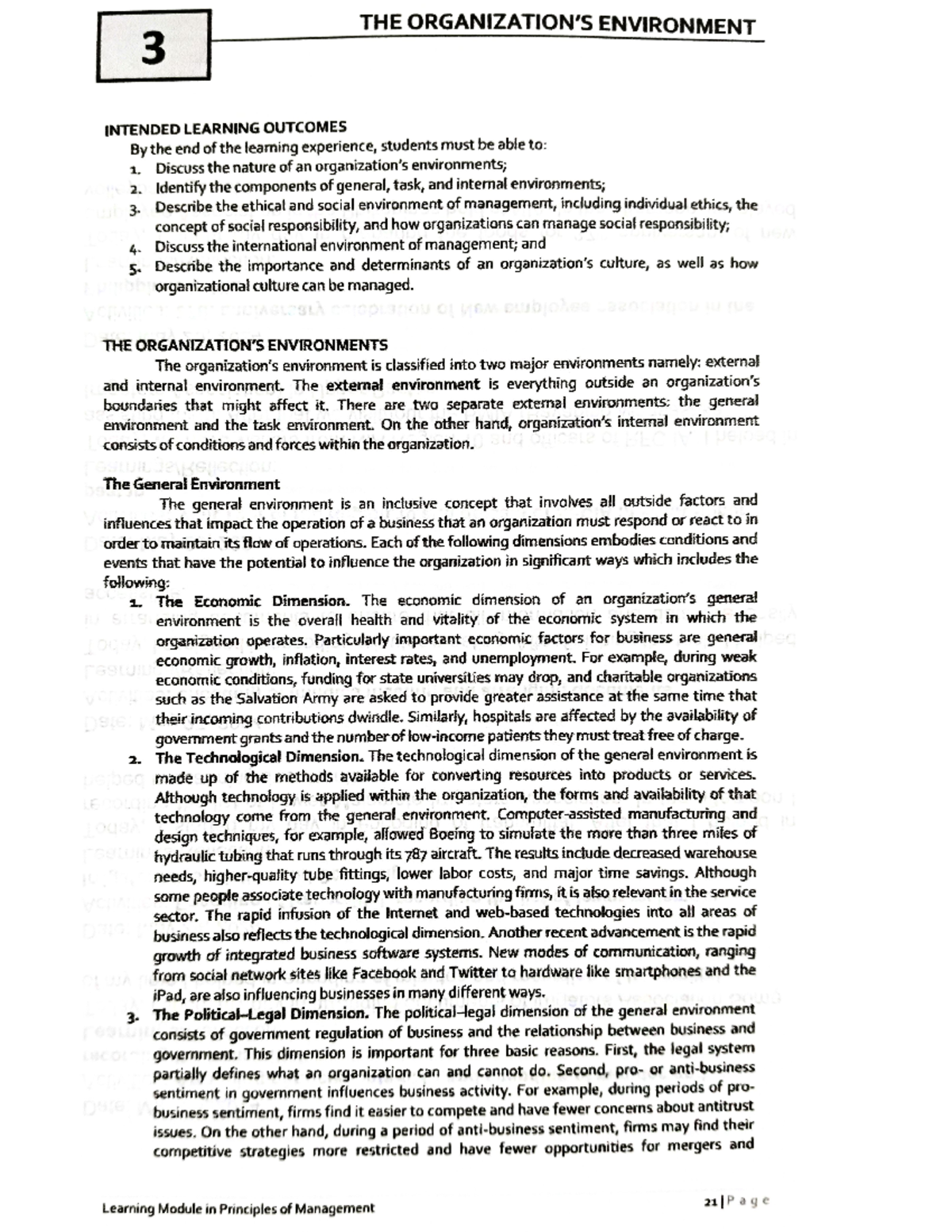 Chapter 3 The Organizations Environment - THE ENVIRONMENT 3 INTENDED ...