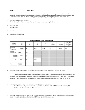 LAB Worksheet one way Anova basics - Identify the proper variables and ...