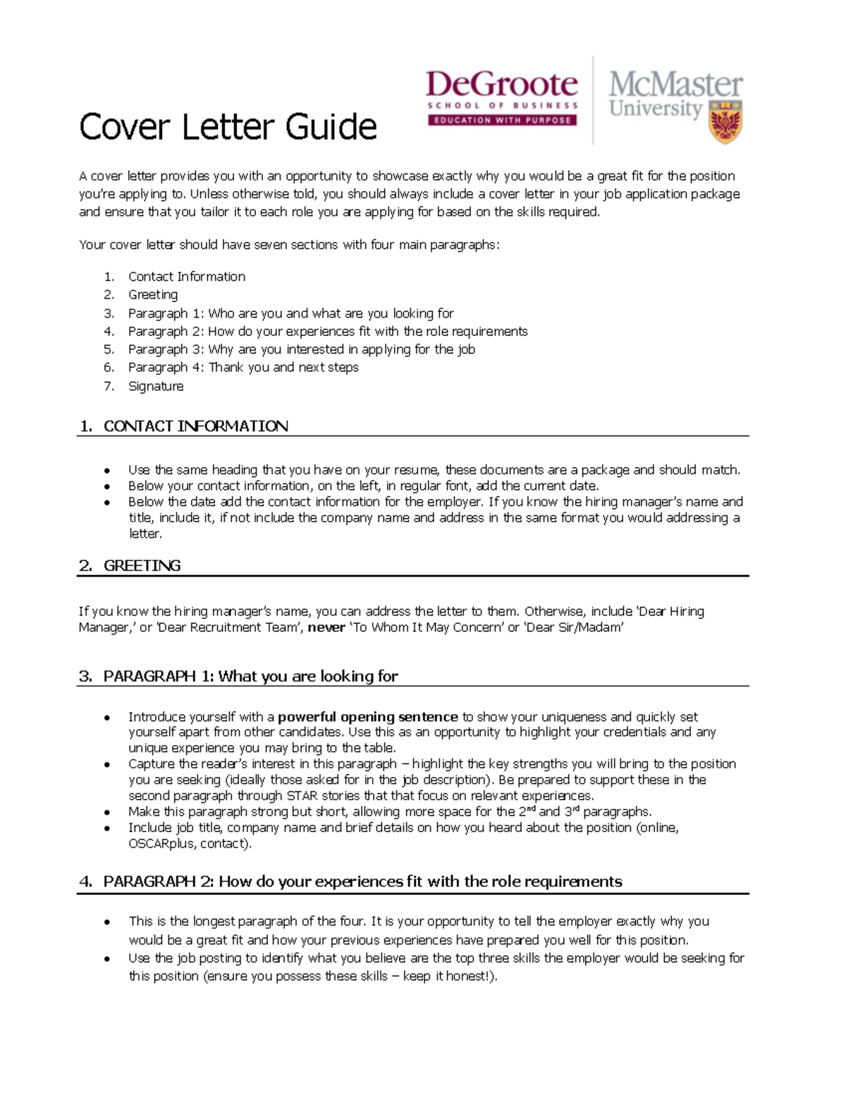 Cover Letter Guide Fall 2023 - Cover Letter Guide A cover letter ...