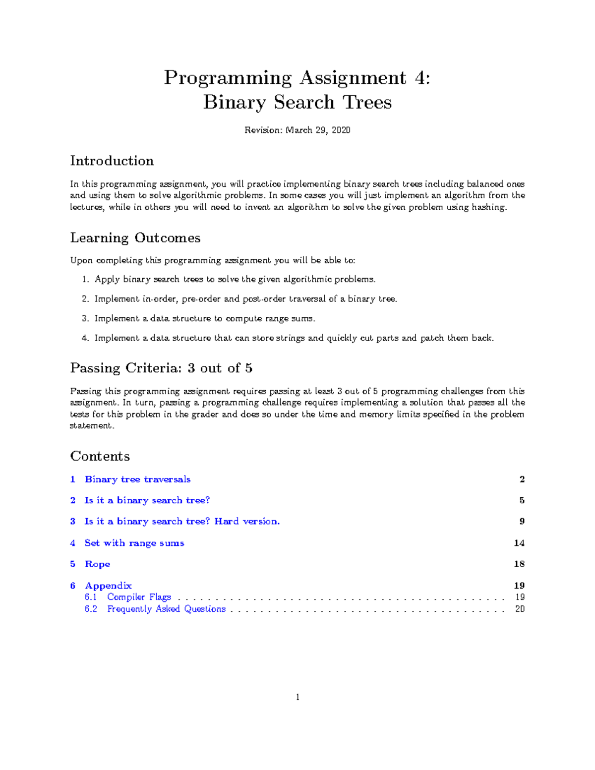 Week4 binary search trees - Programming Assignment 4: Binary Search Trees Revision: March 29 ...