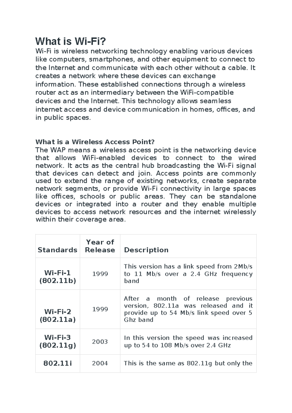 WIFI - Reference - What is Wi-Fi? Wi-Fi is wireless networking ...