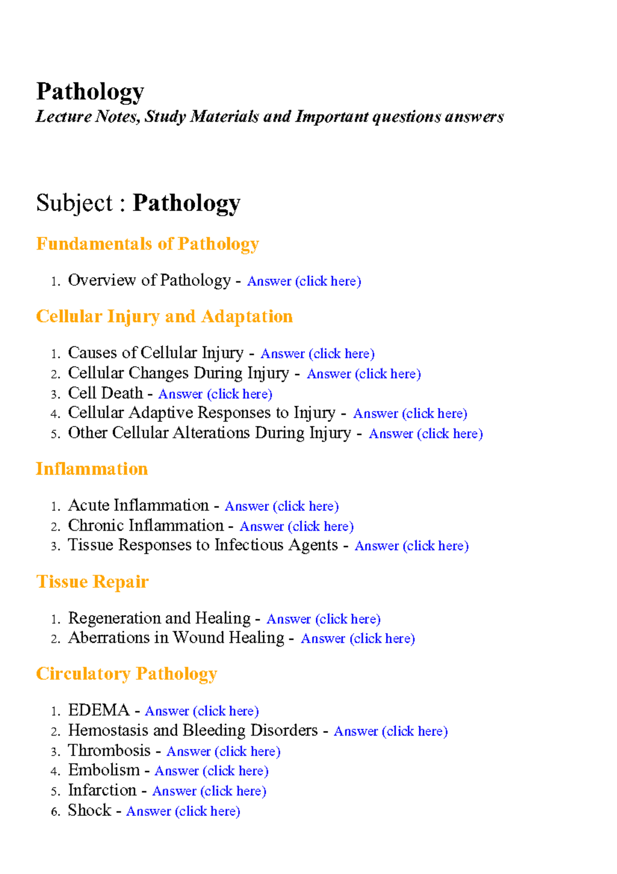Pathology Lecture Notes Study Materials and Important-questions answers ...