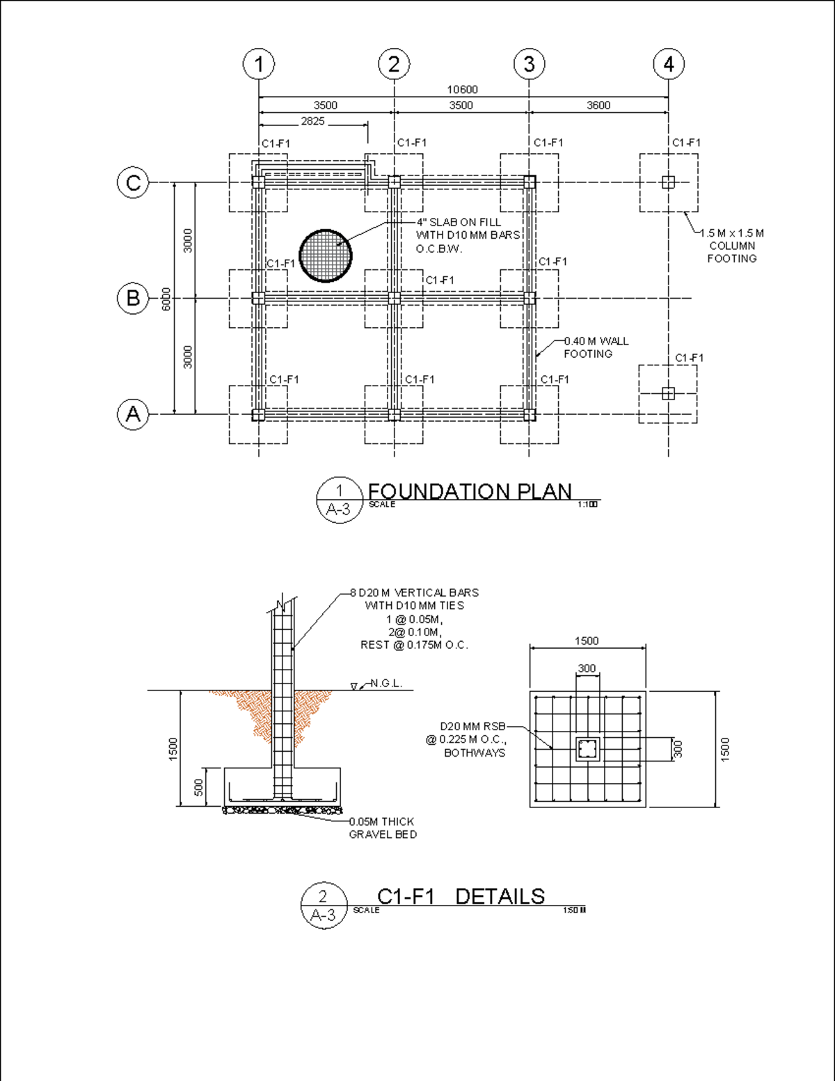 Foundation - 1 2 3 4 C B A FOUNDATION PLAN SCALE 1: A- 1 C1-F1 C1-F1 C1 ...