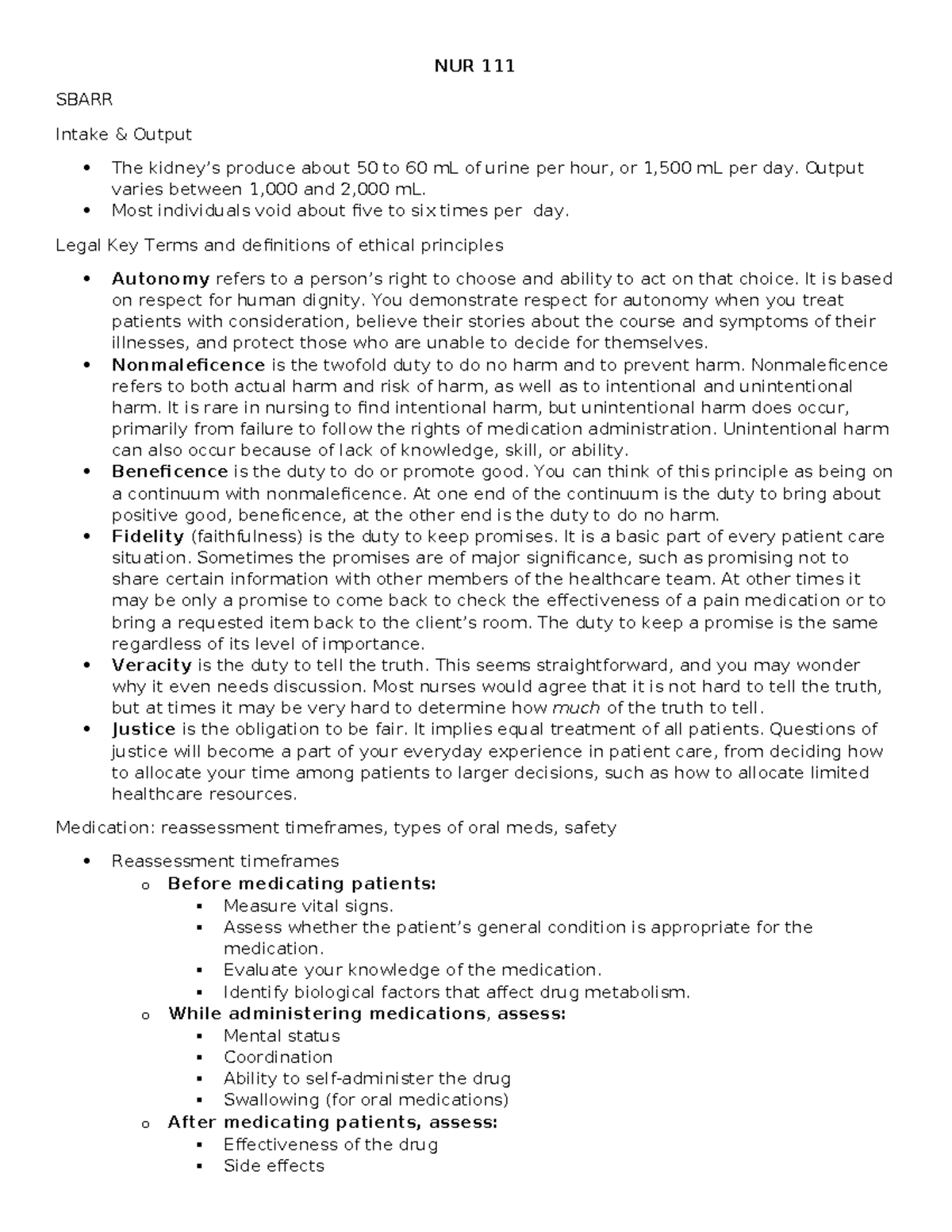 NUR 111 Exam 3 Review - Quick study guide - NUR 111 SBARR Intake ...