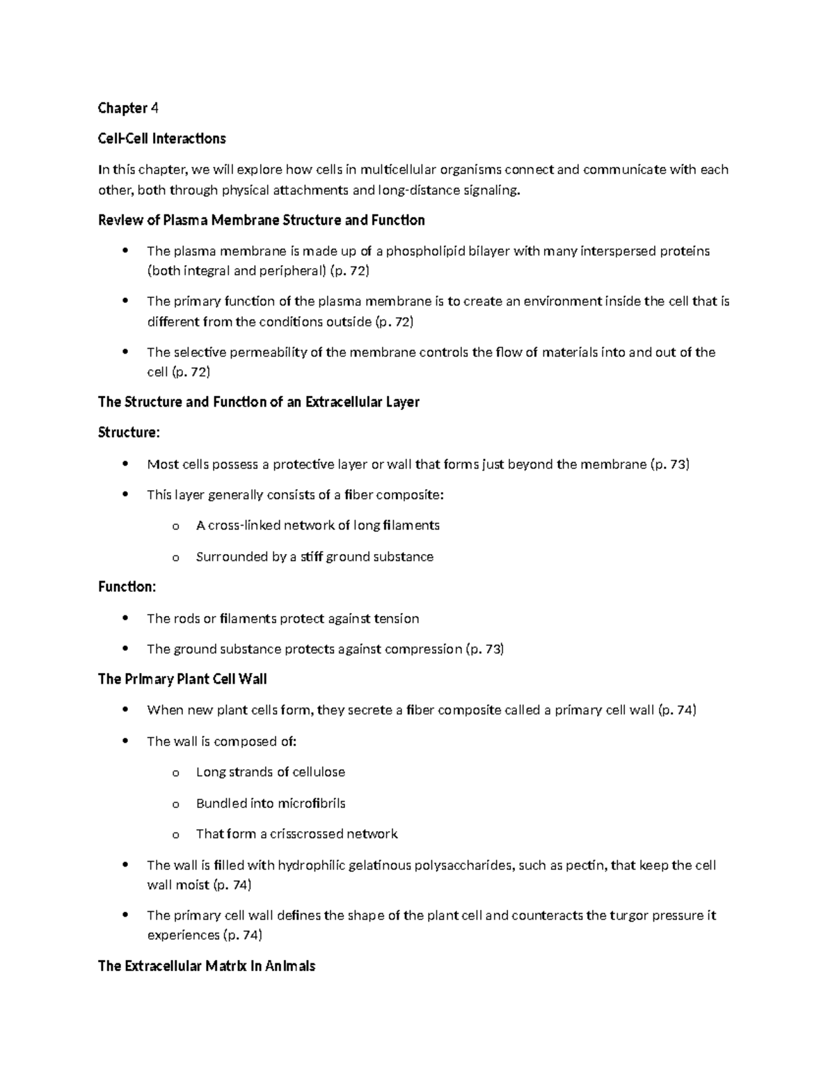 Chapter 4 physio summary - Chapter 4 Cell-Cell Interactions In this ...